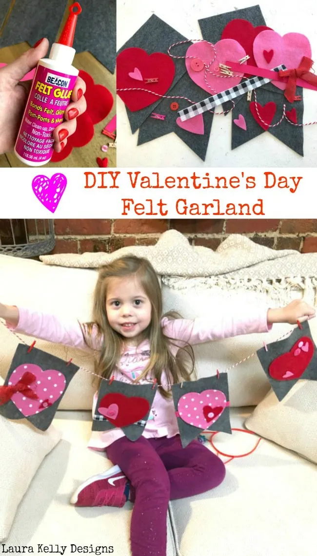 DIY Felt Valentine Garland Decoration - Laura Kelly's Inklings