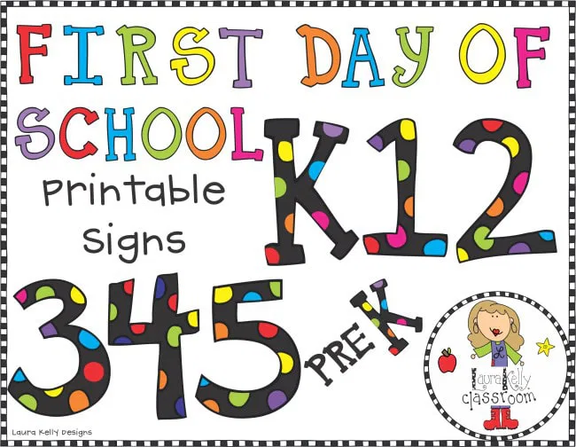 Back to School Printable Signs - Laura Kelly's Inklings