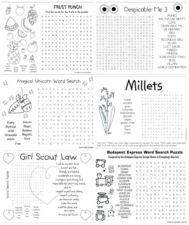 Word Search Puzzle Printables Free - Laura Kelly's Inklings