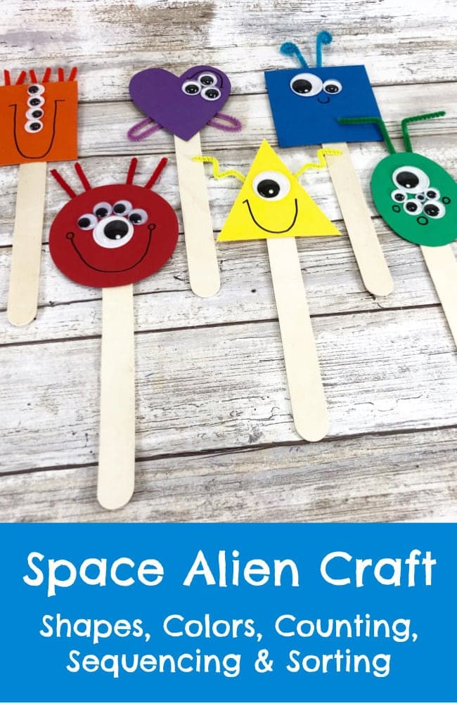 Outer Space Kid Craft Shape and Color Aliens - Laura Kelly's Inklings