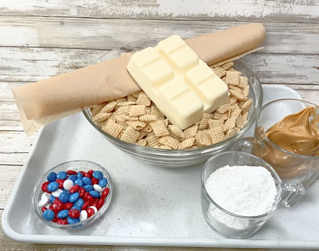 Yummy Patriotic Muddy Buddy Chex Mix Recipe - Laura Kelly's Inklings
