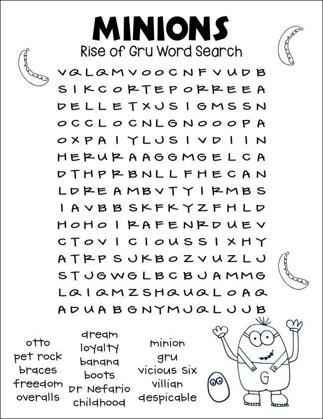 Free Minions Word Search Printable Puzzle - Laura Kelly's Inklings