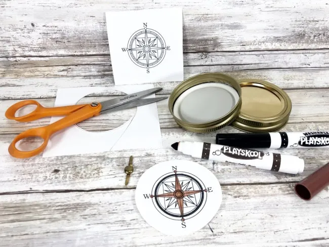 Pirate Mason Jar Lid Compass - Laura Kelly's Inklings
