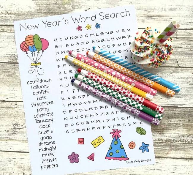 New Year's Eve Word Search Printable and Resolutions Too - Laura Kelly ...