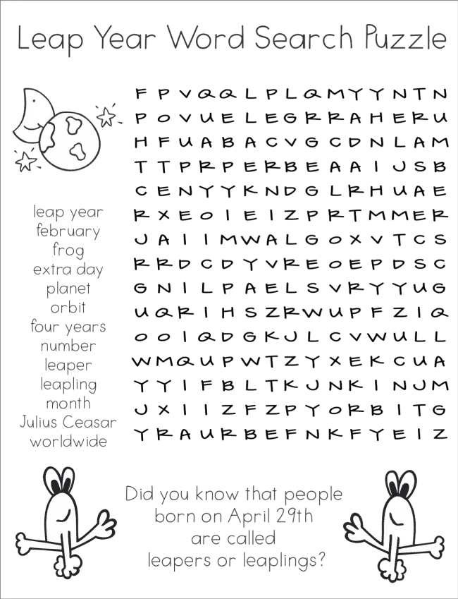 Leap Year Games and Crafts - Laura Kelly's Inklings