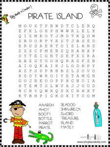FREE Pirate Printables Word Search, Activities and Party Tags - Laura ...