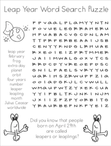 Leap Year Games and Crafts - Laura Kelly's Inklings