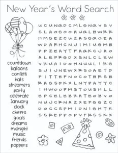 New Year's Eve Word Search Printable and Resolutions Too - Laura Kelly ...