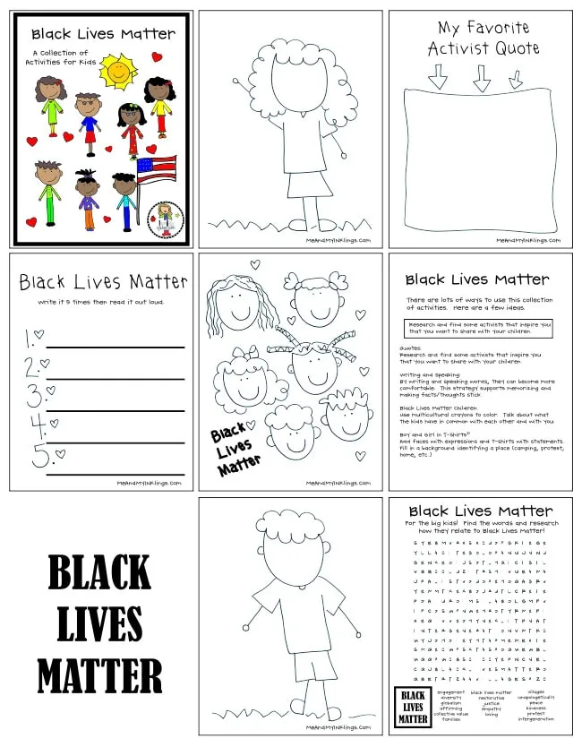 Black Lives Matter Printables for Kids - Laura Kelly's Inklings