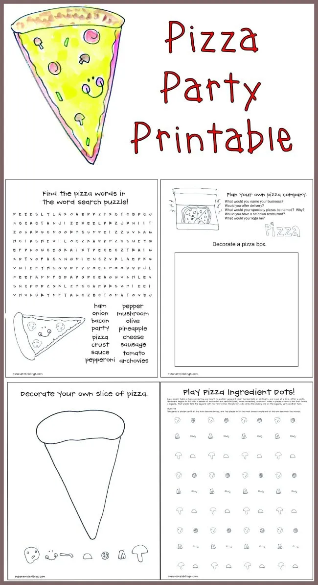 Free Pizza Party Banner Printable and Games - Laura Kelly's Inklings