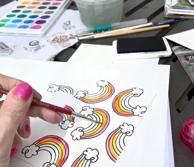 Water Color Painting With Clear Stamps - Laura Kelly's Inklings