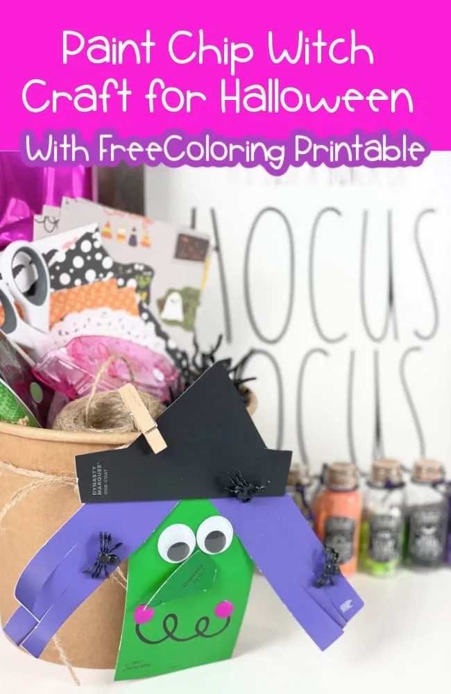 Paint Chip Witch Craft for Halloween and Printable - Laura Kelly's Inklings