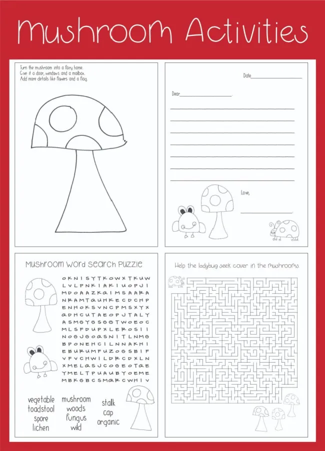 Mushroom Word Search and Printable Activities - Laura Kelly's Inklings