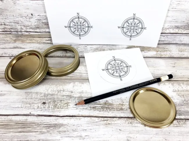 Pirate Mason Jar Lid Compass - Laura Kelly's Inklings
