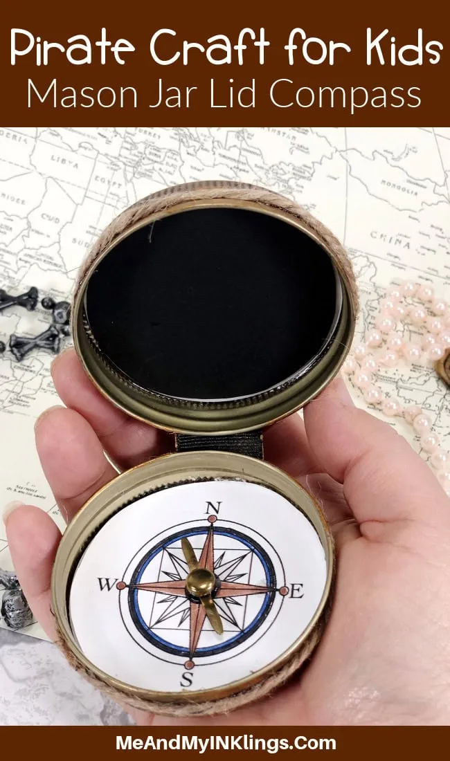 Pirate Mason Jar Lid Compass - Laura Kelly's Inklings