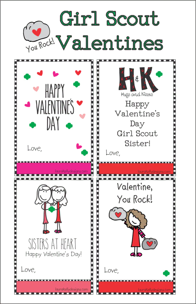 Girl Scout Valentines with Free Printable - Laura Kelly's Inklings
