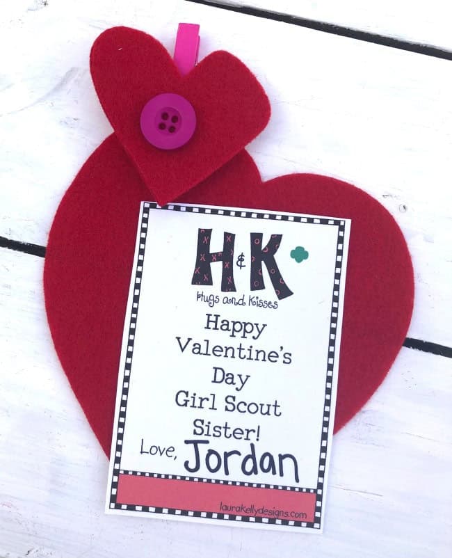 Girl Scout Valentines with Free Printable - Laura Kelly's Inklings