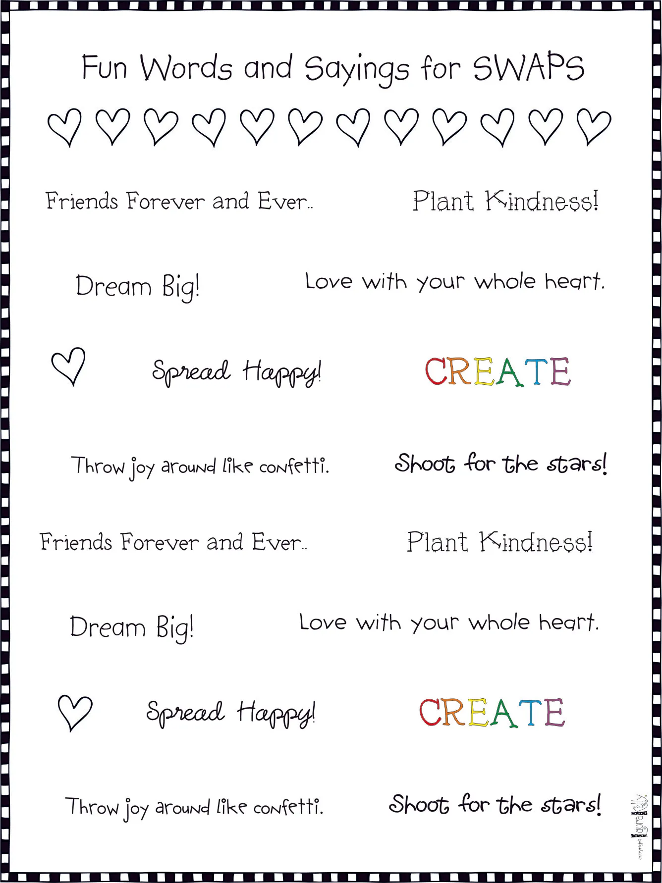 SWAPS and More SWAPS with Free Printable - Laura Kelly's Inklings