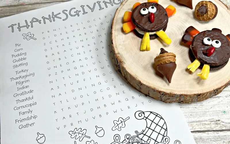 Thanksgiving Word Search Puzzle and Turkey Cookies - Laura Kelly's Inklings