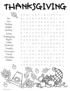 Thanksgiving Word Search Puzzle and Turkey Cookies - Laura Kelly's Inklings