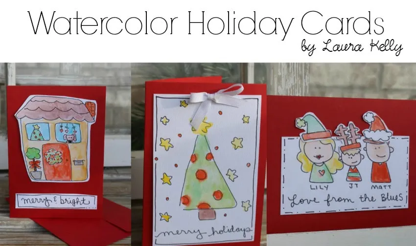 Watercolor Holiday Cards with #OrientalTrading - Laura Kelly's Inklings