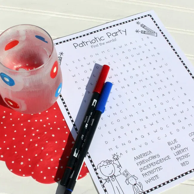 Patriotic Painted Drink Glasses and Free Printable Activities - Laura ...