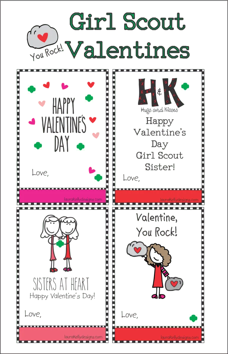Girl Scout Valentines with Free Printable - Laura Kelly's Inklings