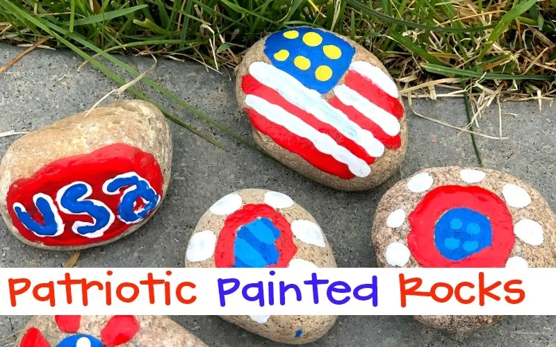 Patriotic Rock Painting (With Free Printable Coloring Sheet)