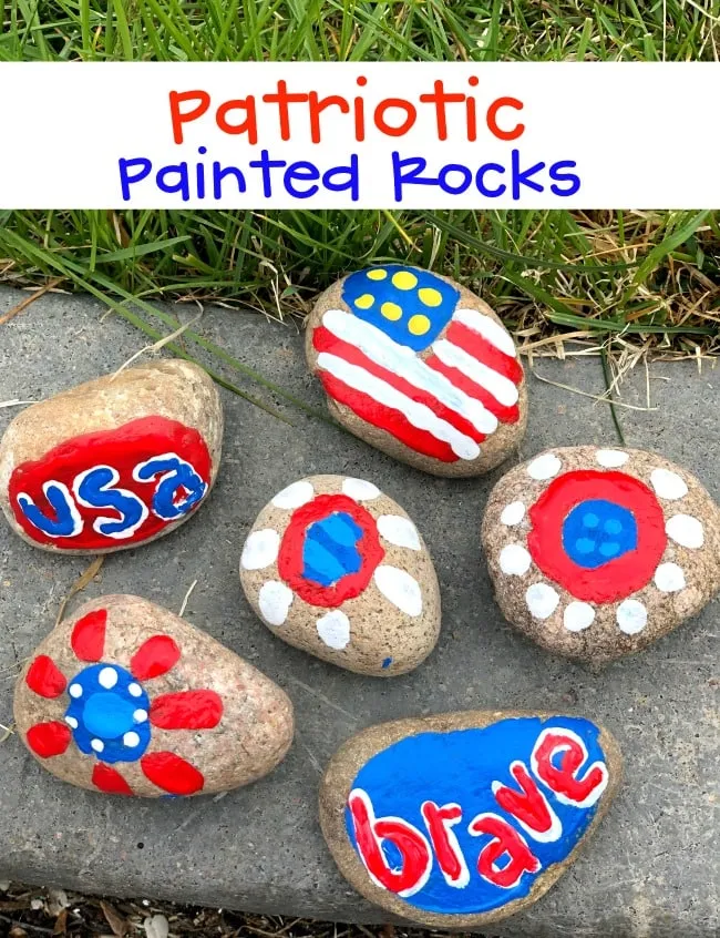 Patriotic Rock Painting (With Free Printable Coloring Sheet)