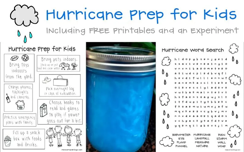 Hurricane Prep for Kids including Printables, Activities and an Experiment