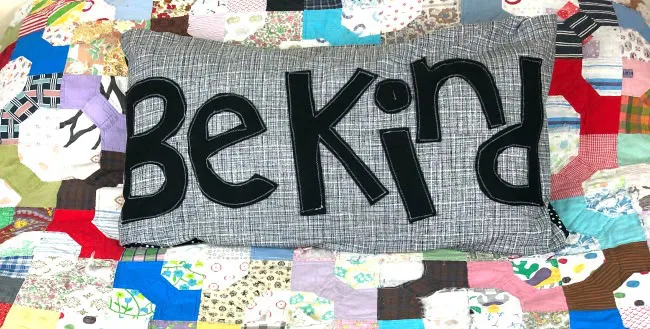Easy Sew BE KIND Pillow - Laura Kelly's Inklings