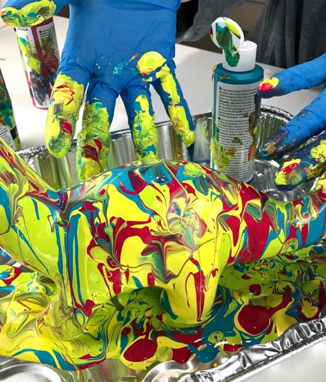 Pour Painting Dinosaur Art - Laura Kelly's Inklings
