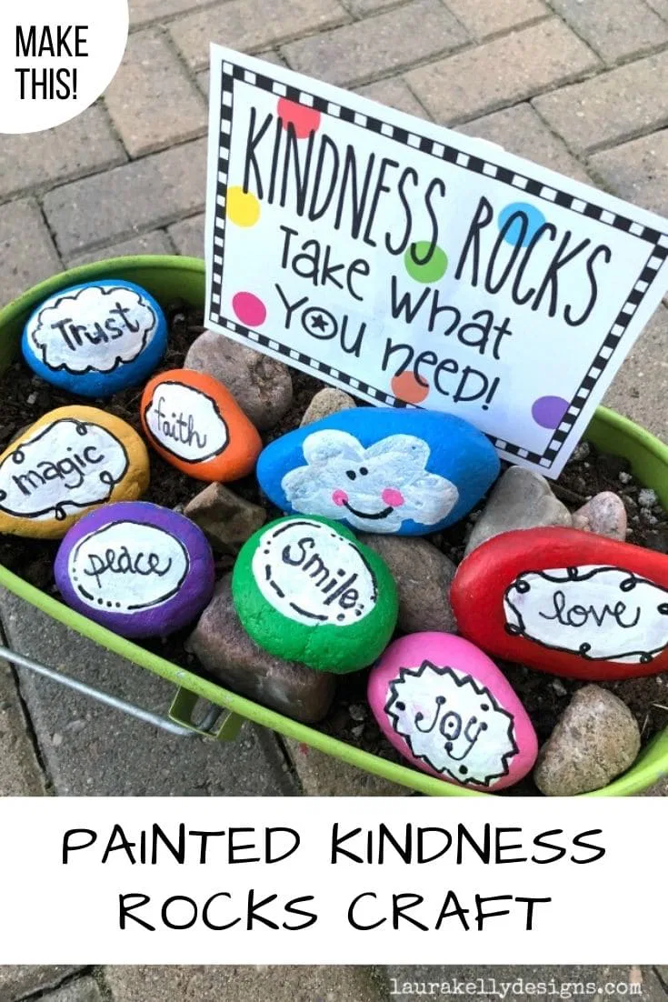 Painted Kindness Rocks Ideas Craft with Free Printable - Laura Kelly's ...