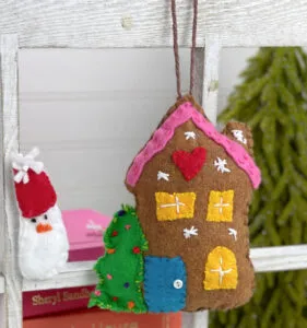 Hand Stitched Embroidery Felt Gingerbread House Ornament - Laura Kelly ...