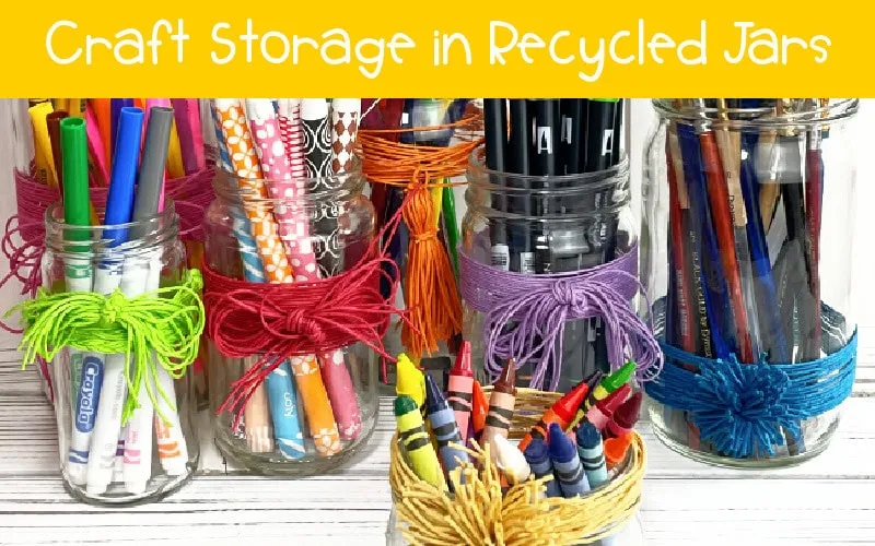 Bright DIY Craft Storage in Recycled Jars - Laura Kelly's Inklings