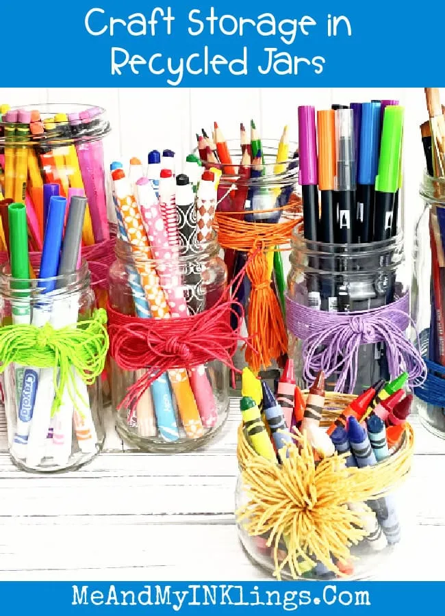 Bright DIY Craft Storage in Recycled Jars - Laura Kelly's Inklings