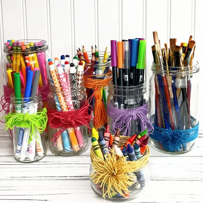 Bright DIY Craft Storage in Recycled Jars - Laura Kelly's Inklings