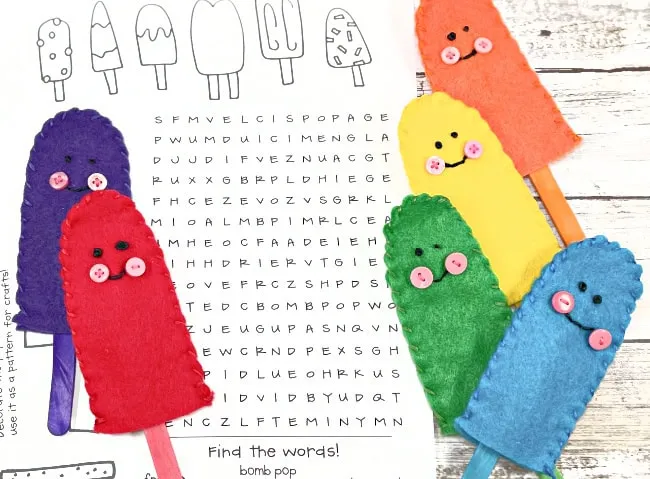 Free Printable Felt Popsicle Pattern and Word Search Puzzle - Laura ...