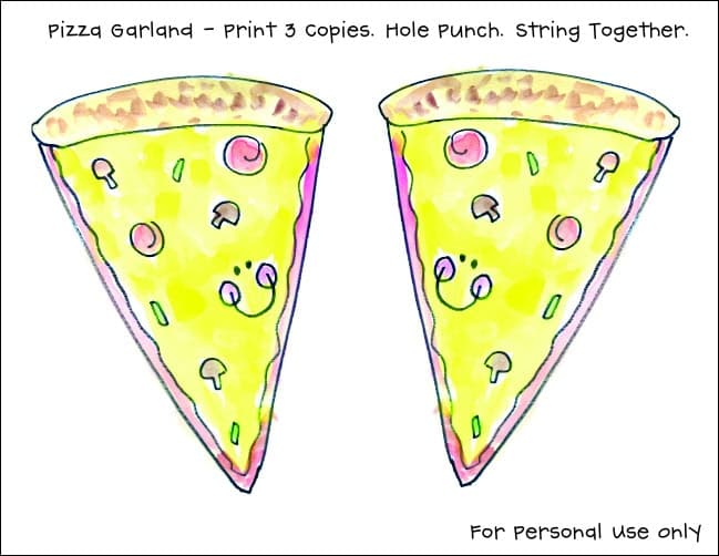 Free Pizza Party Banner Printable and Games - Laura Kelly's Inklings