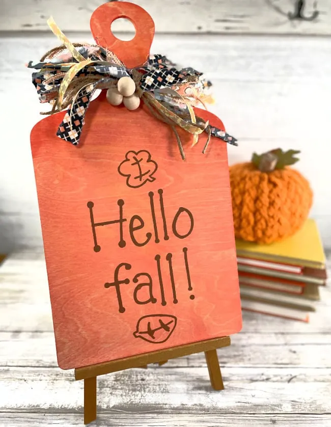 Stenciled 'Hello Fall' Cutting Board Sign - Laura Kelly's Inklings