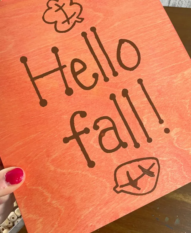 Stenciled 'Hello Fall' Cutting Board Sign - Laura Kelly's Inklings