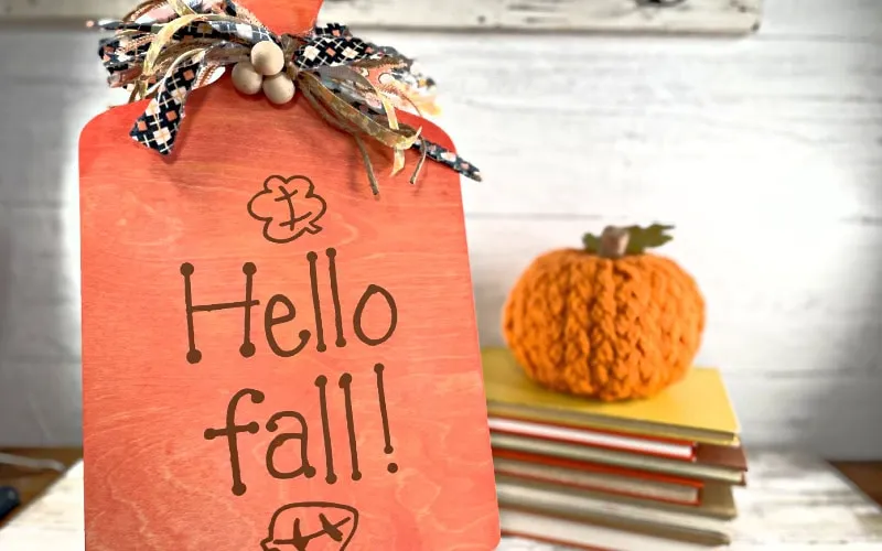 Stenciled 'Hello Fall' Cutting Board Sign - Laura Kelly's Inklings