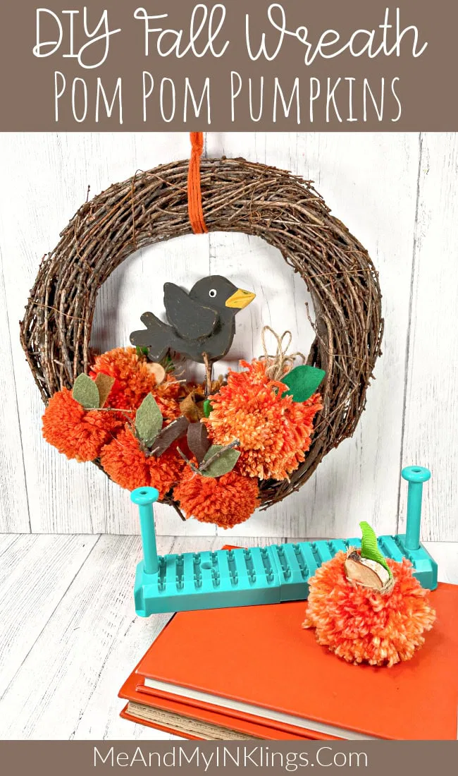 Fall Wreath DIY with Pom Pom Pumpkins - Laura Kelly's Inklings