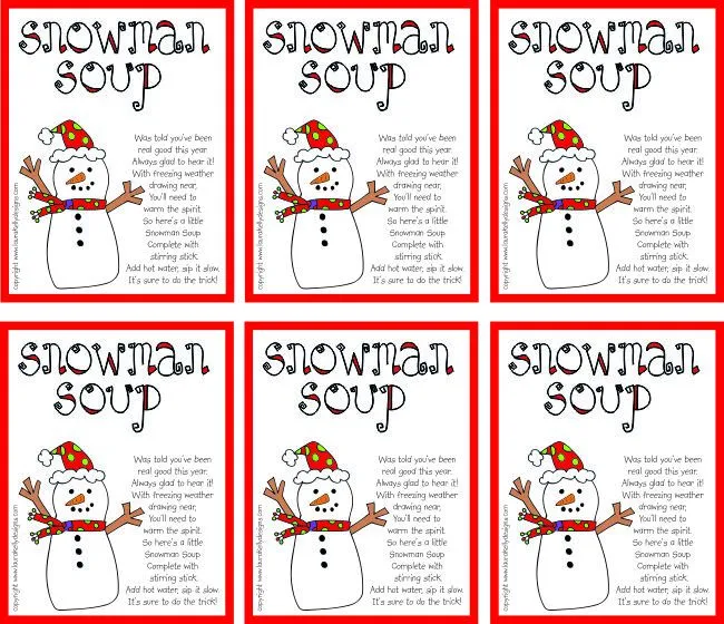Free Snowman Soup Poem Tags to Print - Laura Kelly's Inklings