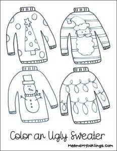 Printable Ugly Sweater Coloring Page - Laura Kelly's Inklings