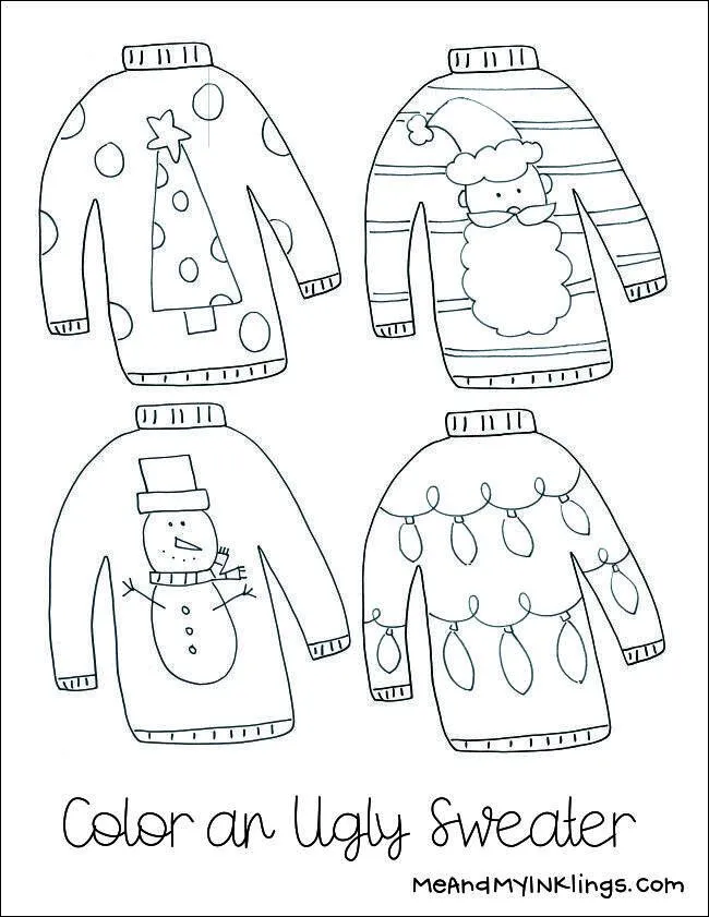 Printable Ugly Sweater Coloring Page - Laura Kelly's Inklings