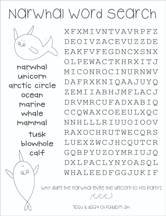 Free Narwhal Printable Activities - Laura Kelly's Inklings