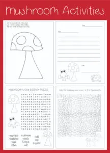 Mushroom Word Search and Printable Activities - Laura Kelly's Inklings