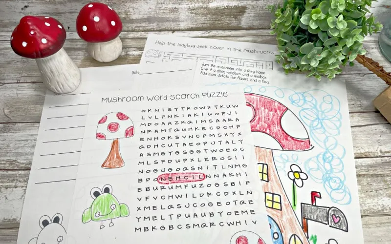 Mushroom Word Search and Printable Activities - Laura Kelly's Inklings