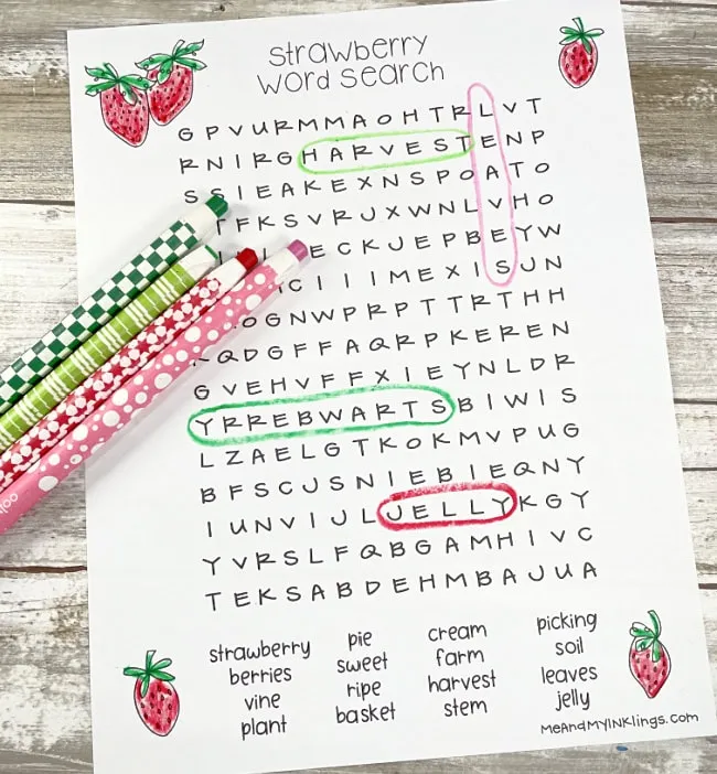 Strawberry Word Search and Printable Activities - Laura Kelly's Inklings